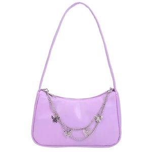 Bags | Hp Purple Y2k Underarm Bag With Silver Butterfly Chain | Poshmark